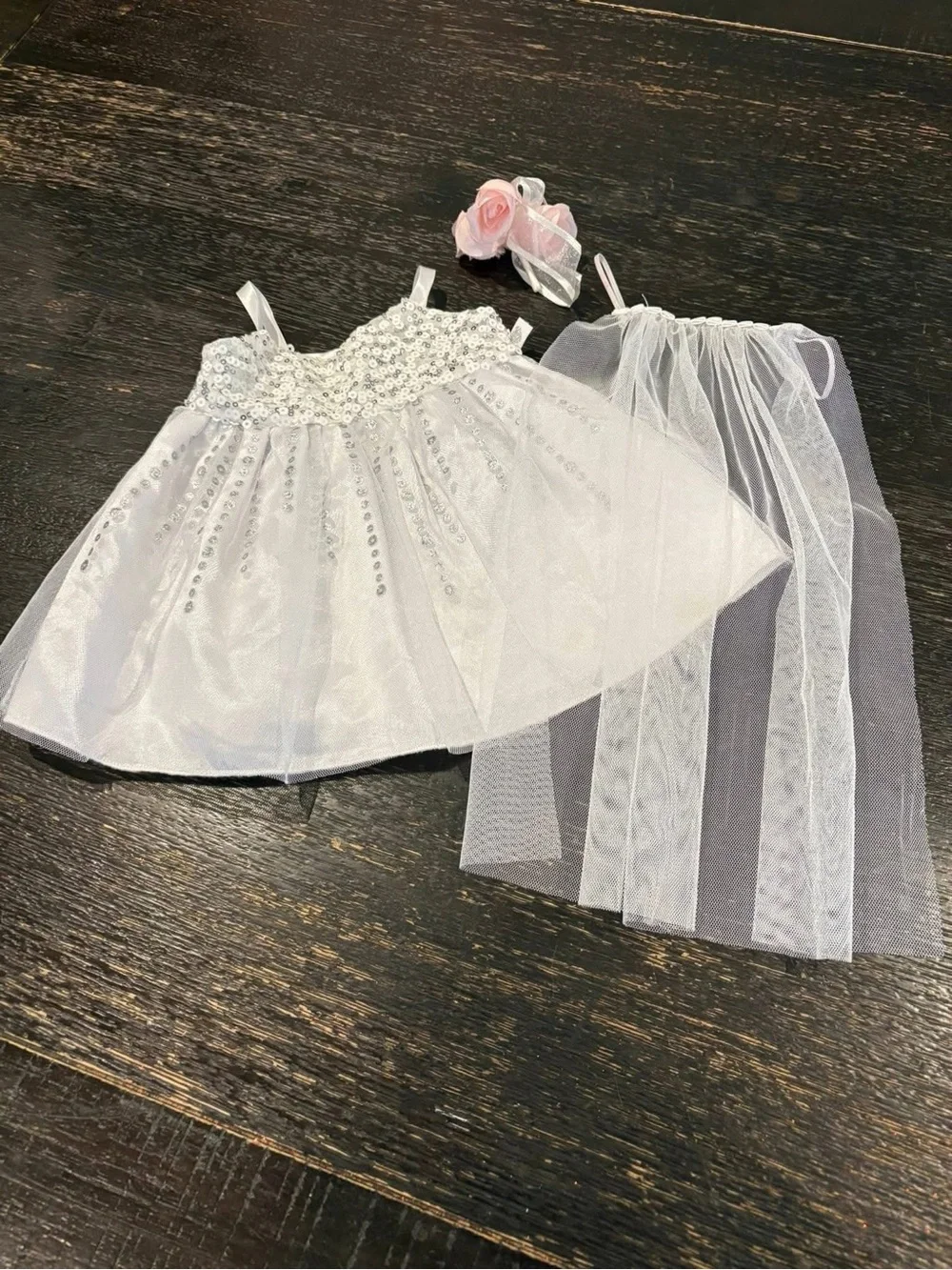 Build-A-Bear | Toys | Buildabear White Sequin Tulle Dress With Veil And ...